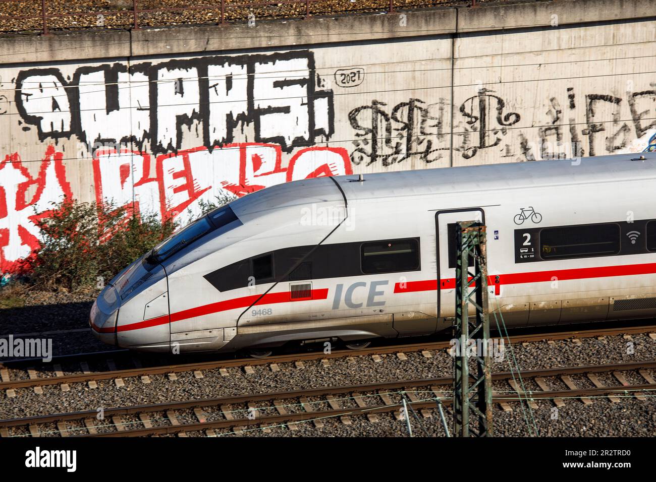 high-speed train ICE 4 in the town district Deutz, Cologne, Germany ...