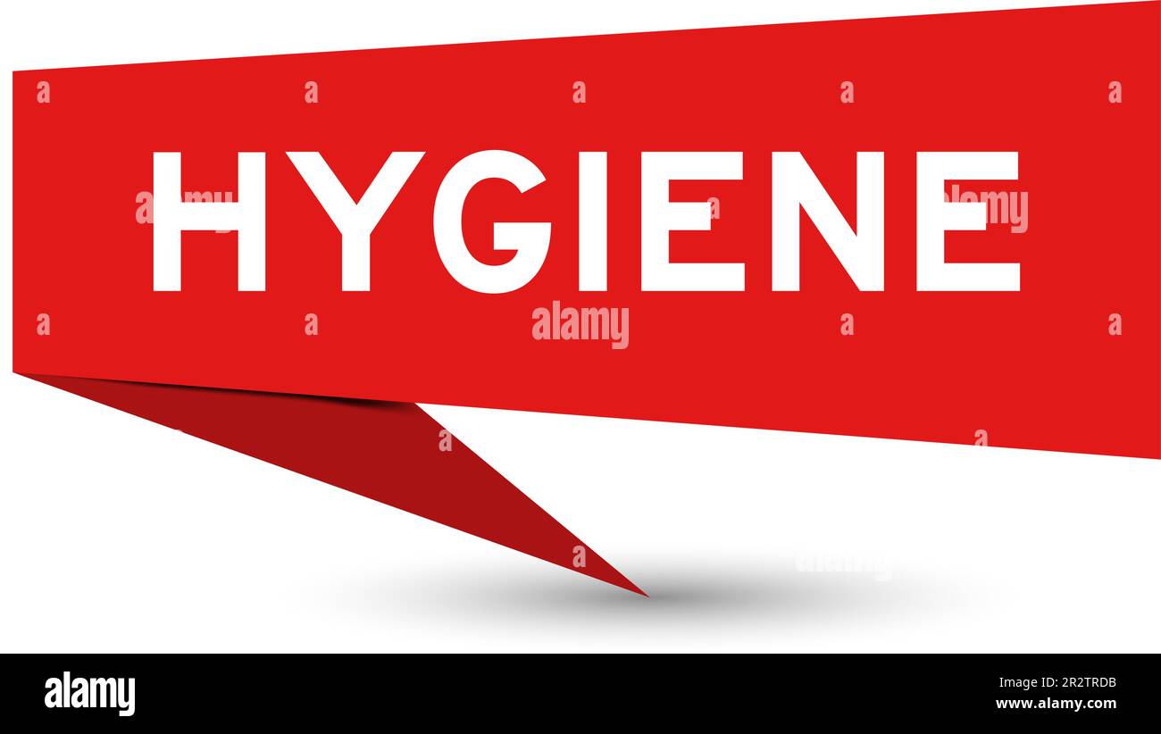 Red color speech banner with word hygiene on white background Stock ...