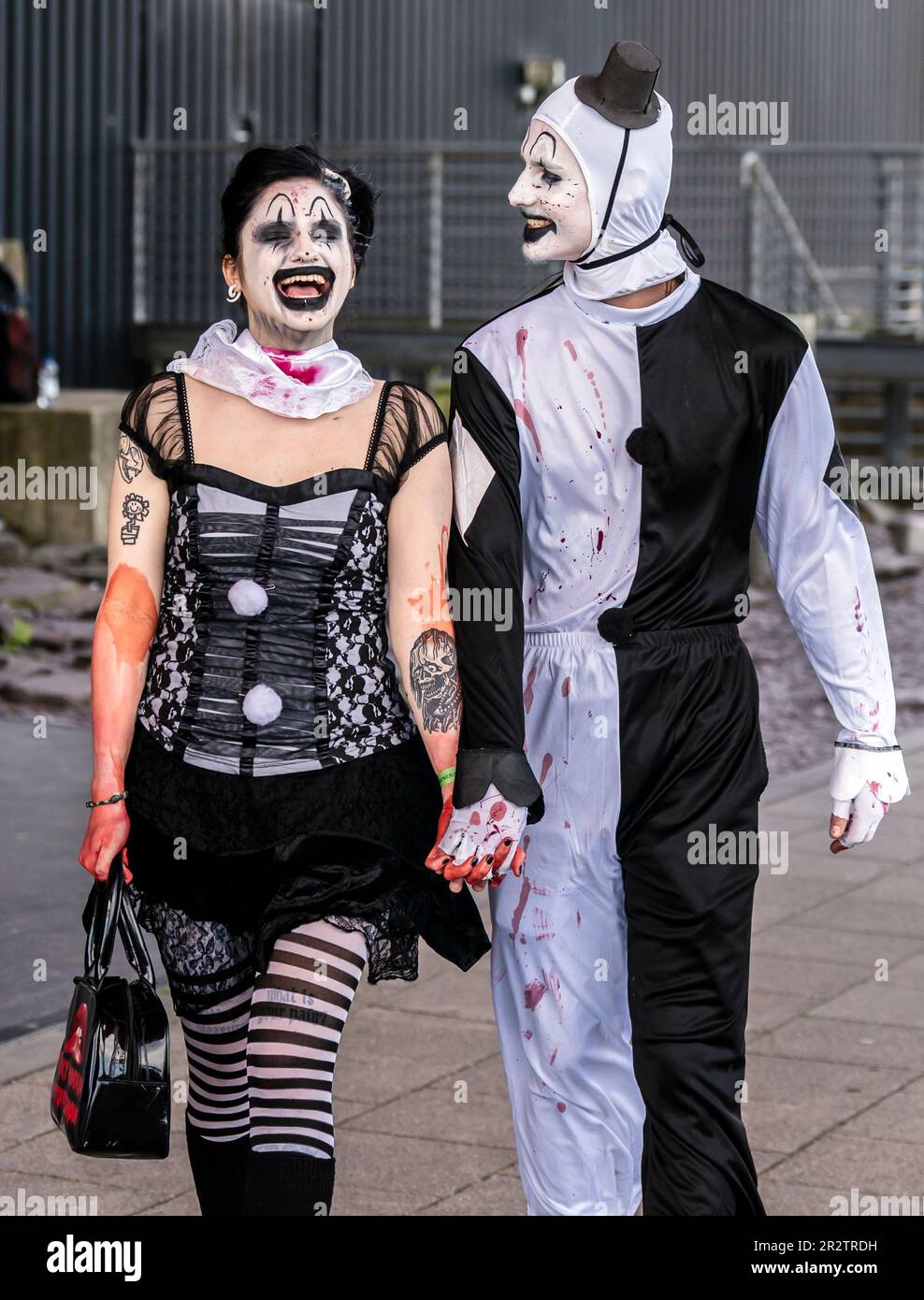 Rachel Rosenberg and Kamil Kaczmarek dressed as Pale Girl and Art the ...