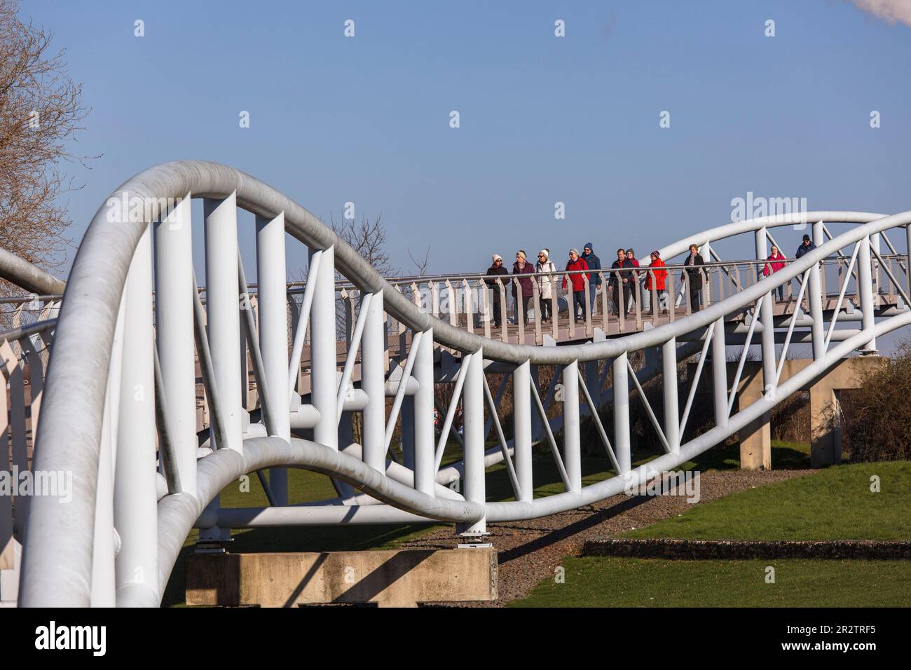 the Neuland bridge in the Neuland Park, Leverkusen, North Rhine ...