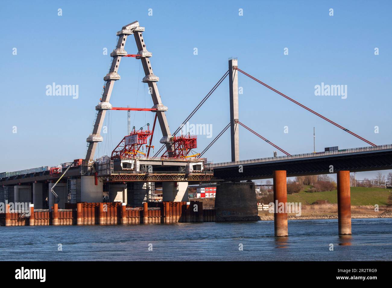 construction site of the new river Rhine bridge of the Autobahn A1 ...