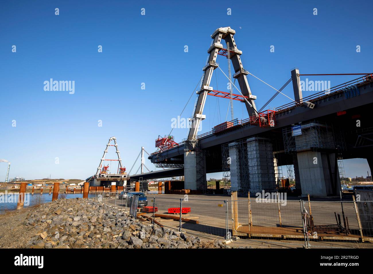 construction site of the new river Rhine bridge of the Autobahn A1 ...