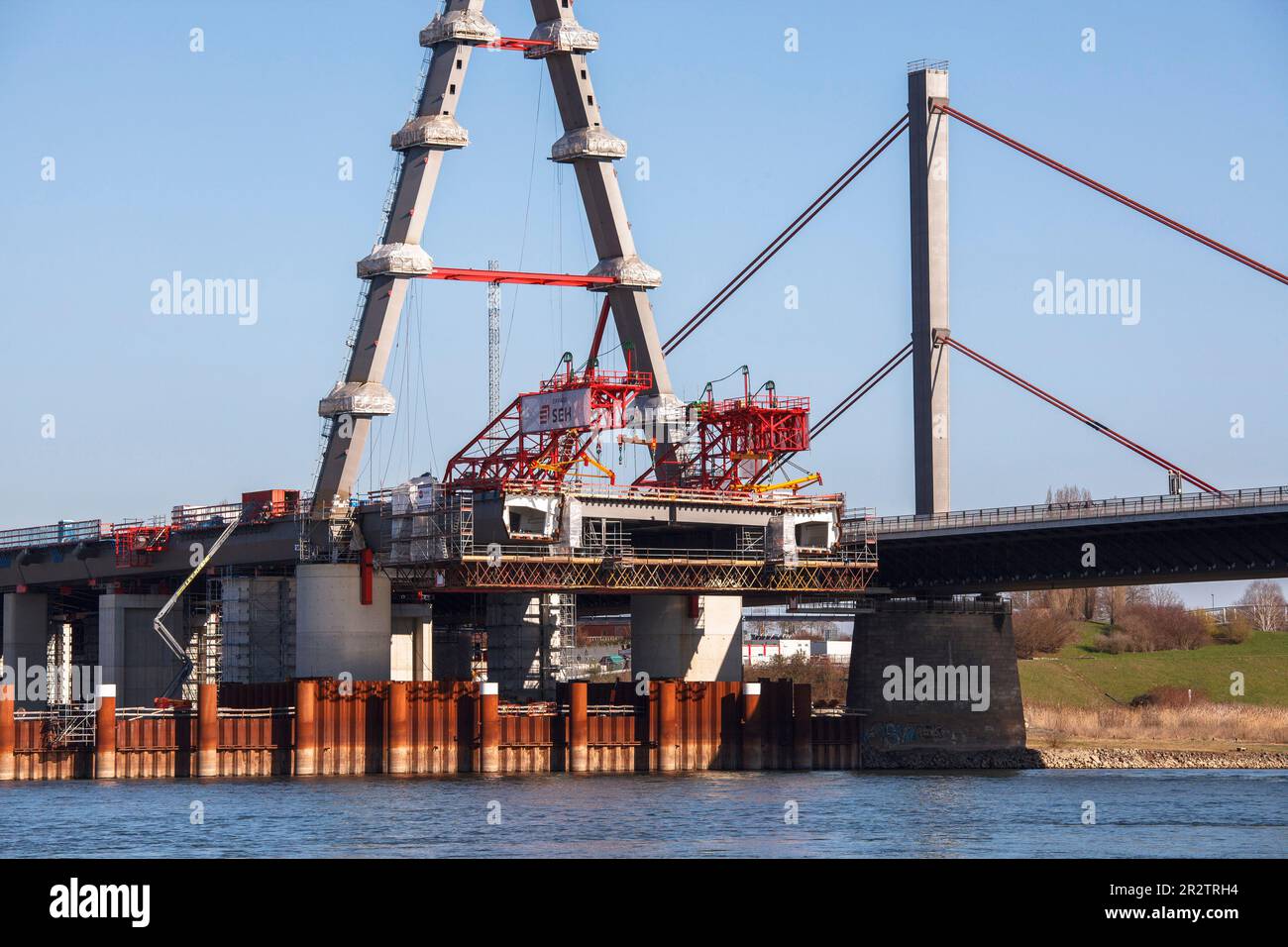 construction site of the new river Rhine bridge of the Autobahn A1 ...