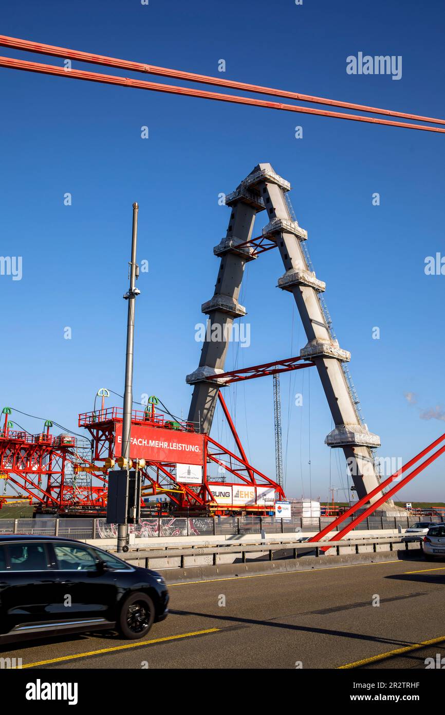 construction site of the new river Rhine bridge of the Autobahn A1 ...