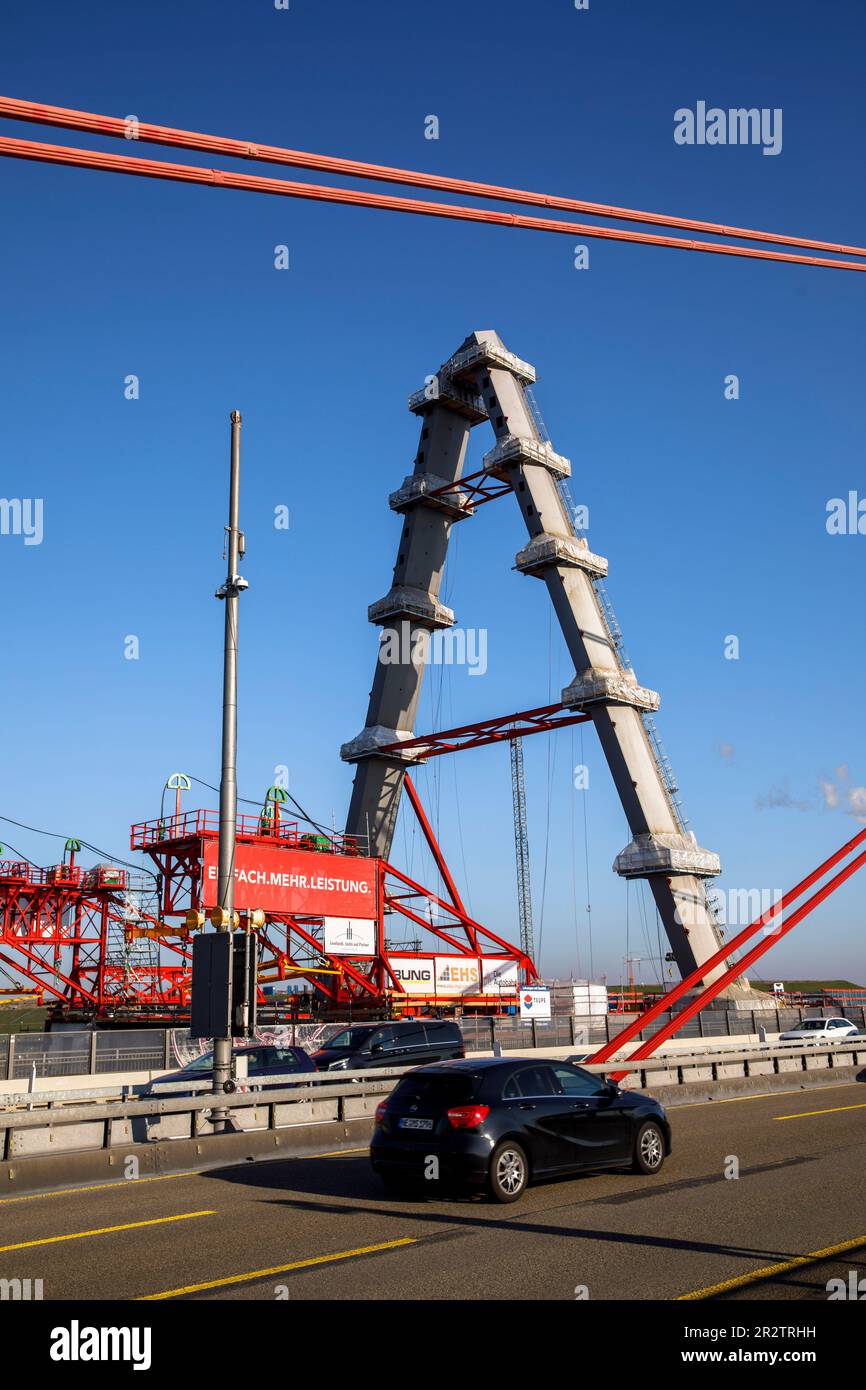 construction site of the new river Rhine bridge of the Autobahn A1 ...