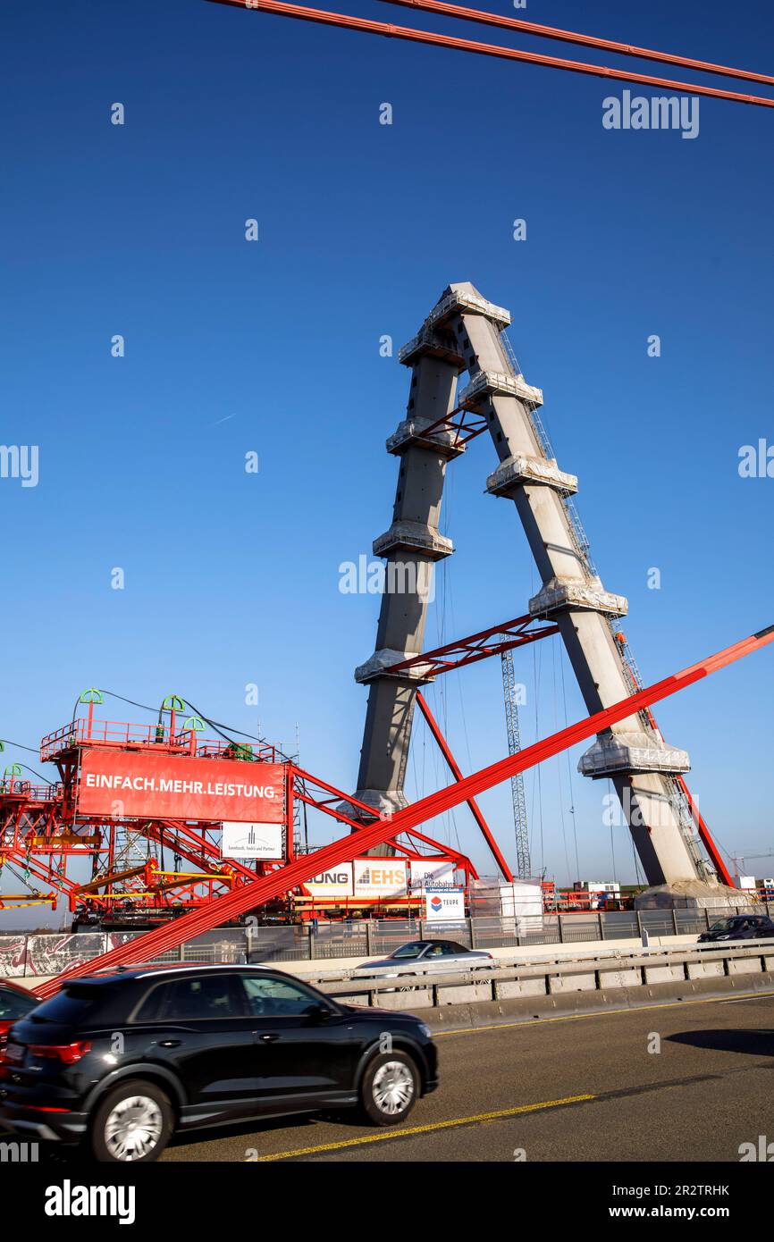 construction site of the new river Rhine bridge of the Autobahn A1 ...