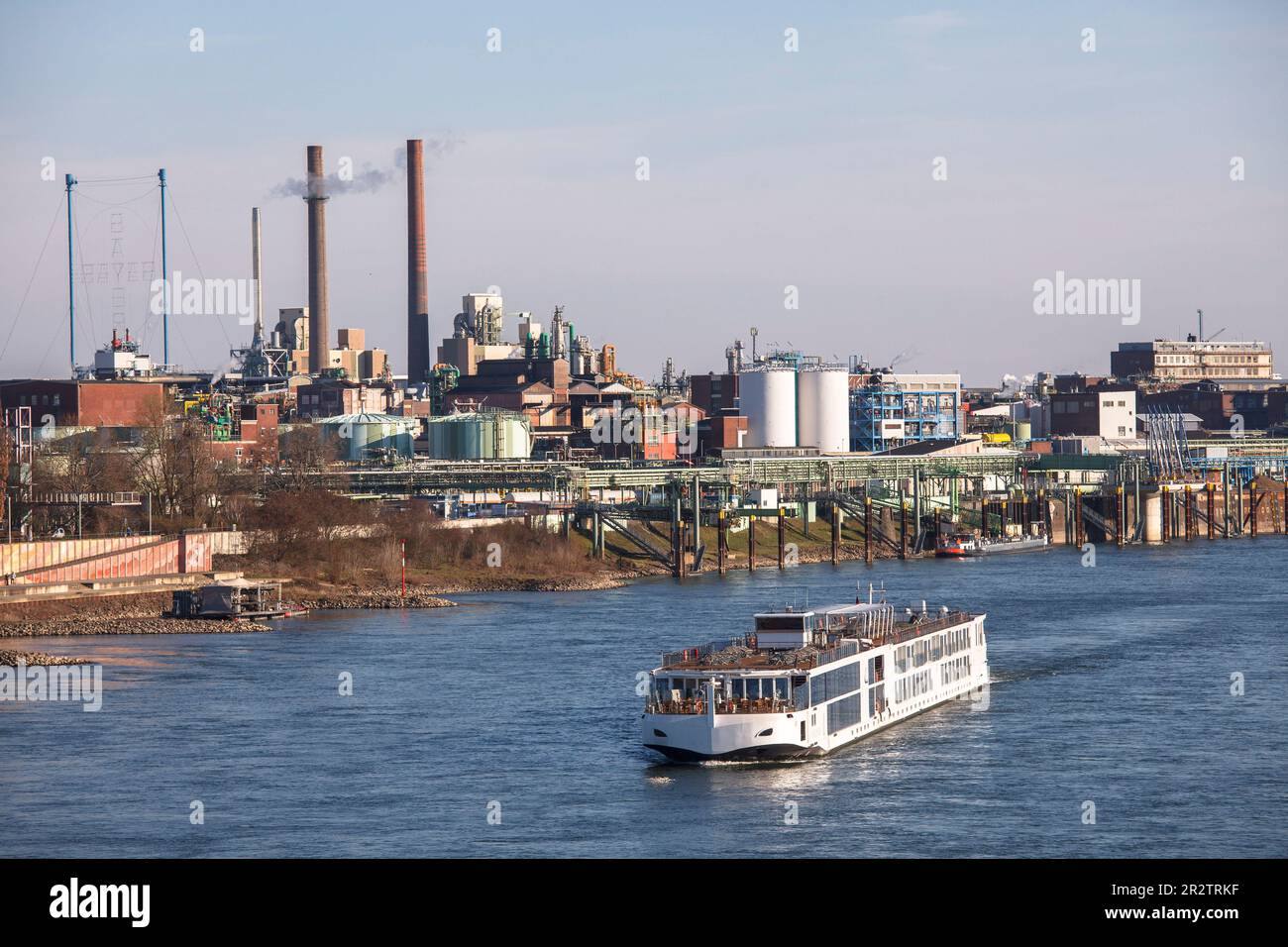 view over the Rhine to the Chempark, former known as the Bayerwerk ...