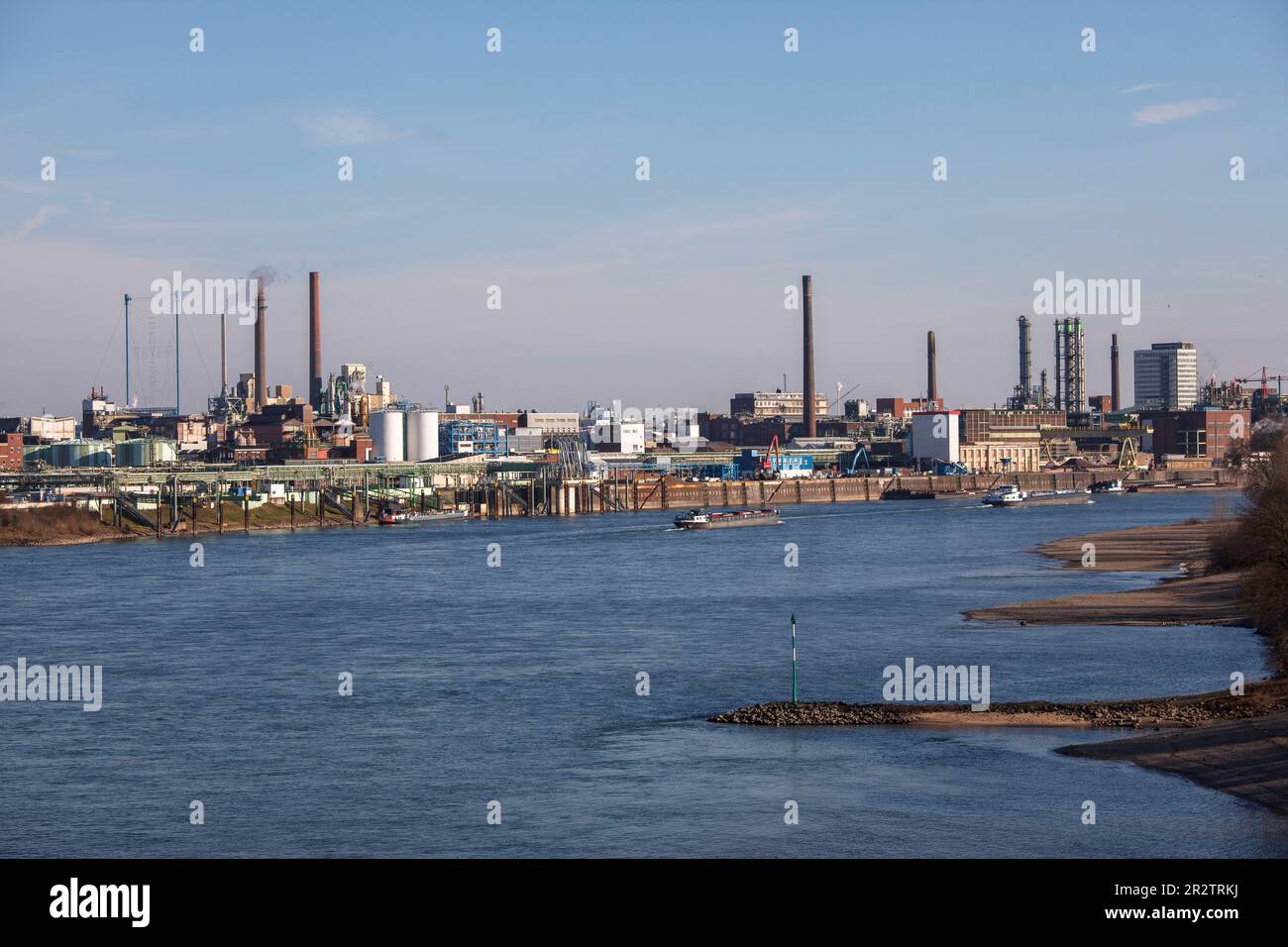 view over the Rhine to the Chempark, former known as the Bayerwerk ...