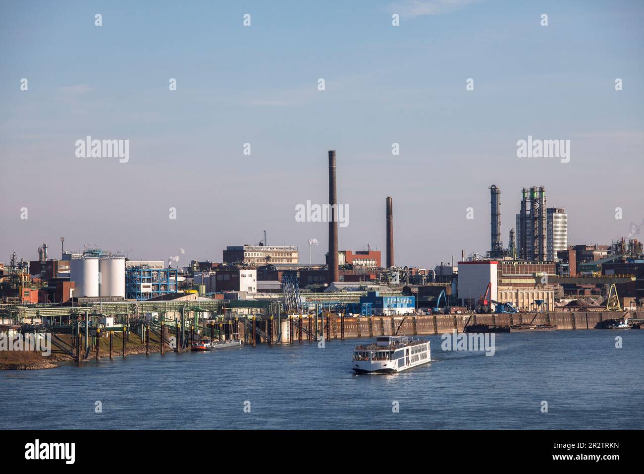 view over the Rhine to the Chempark, former known as the Bayerwerk ...