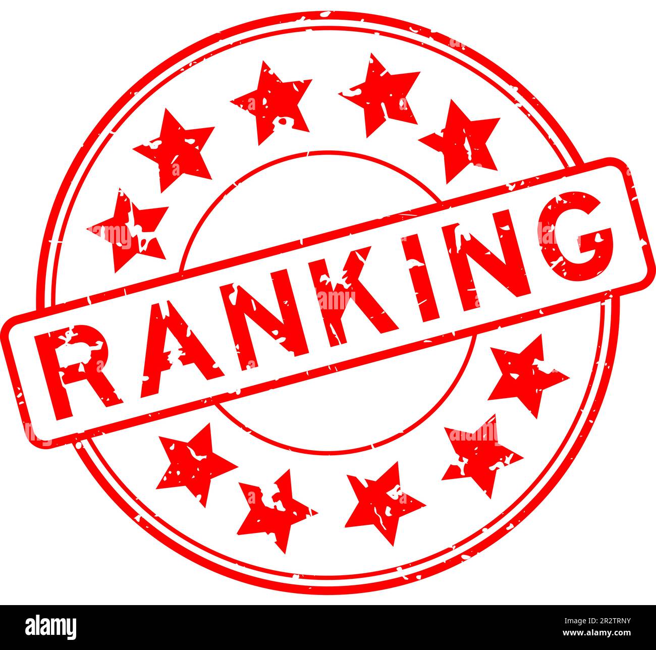 Grunge red ranking word with star icon round rubber seal stamp on white background Stock Vector ...