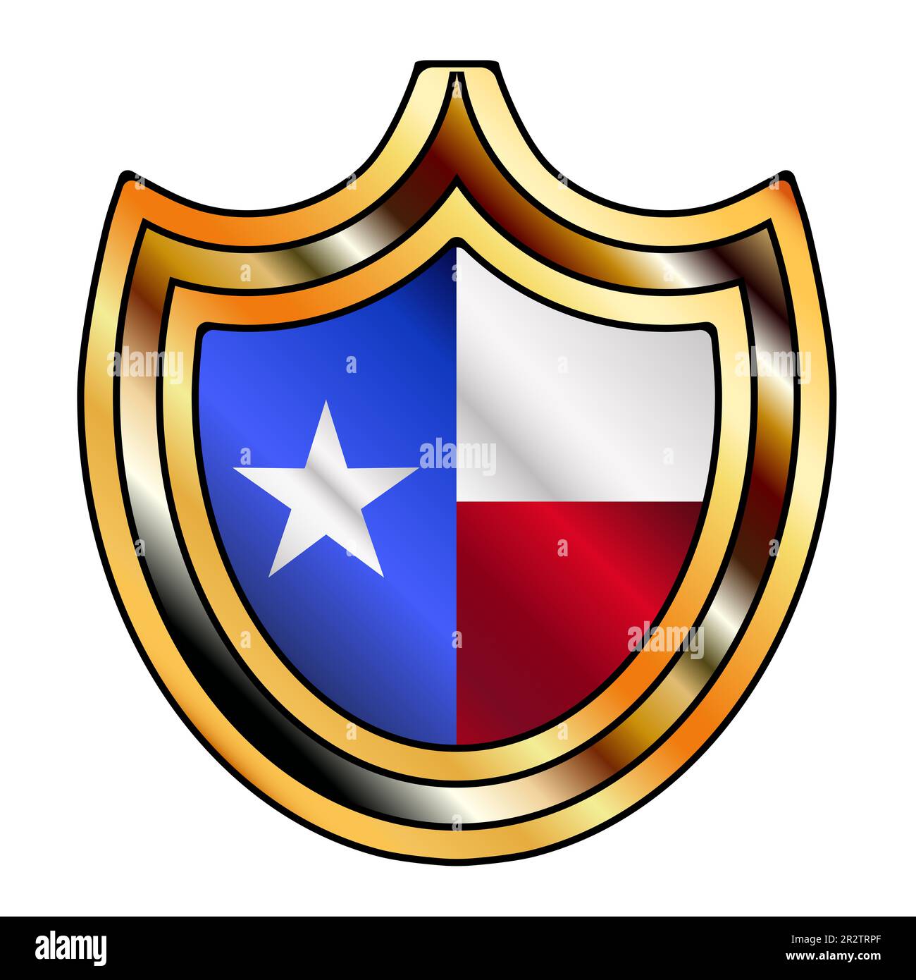 Typical metal shield with inset Texas State flag on a white background ...