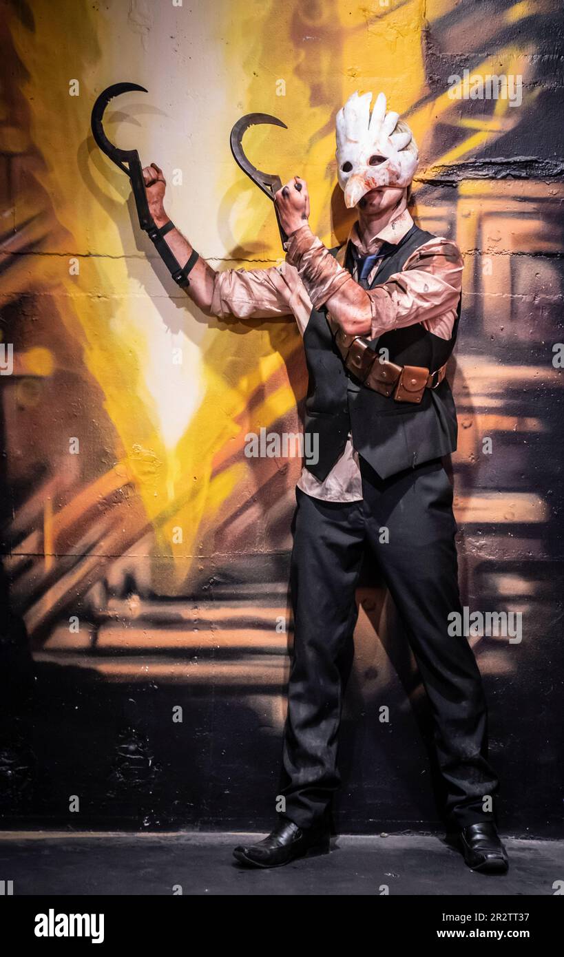 A man dresses as Splicer from Bioshock during Horrorcon UK at the Magna ...