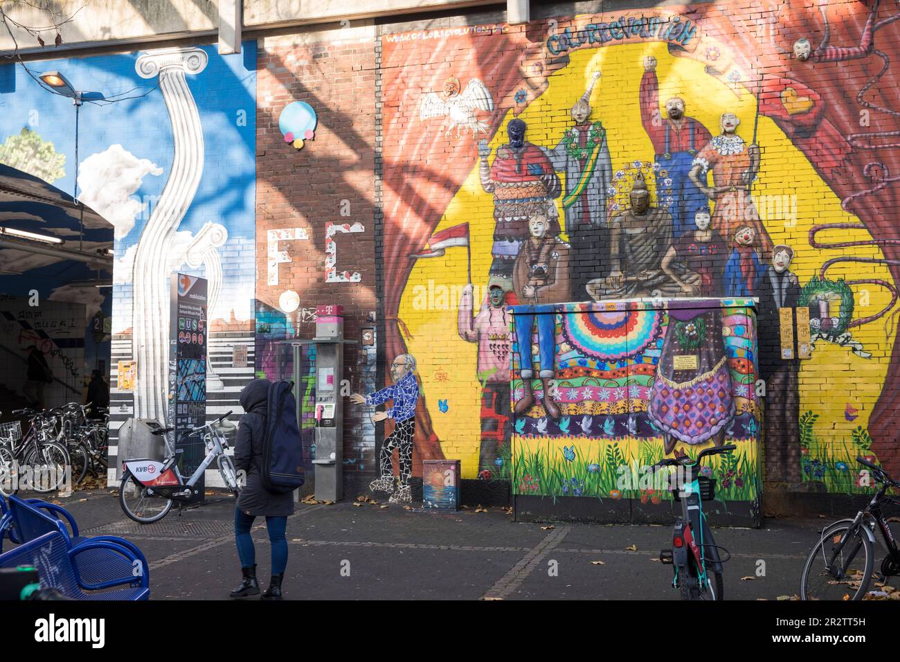 mural painting on the Gerhard-Wilczek square in the district Ehrenfeld ...