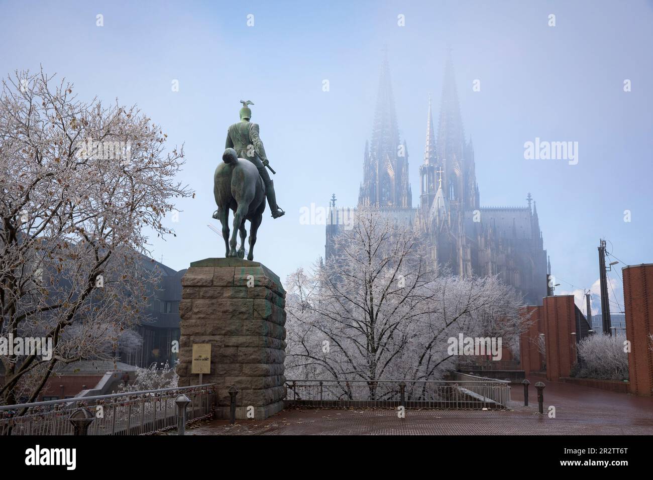 the cathedral and the equestrian statue of Emperor Wilhelm II at the ...