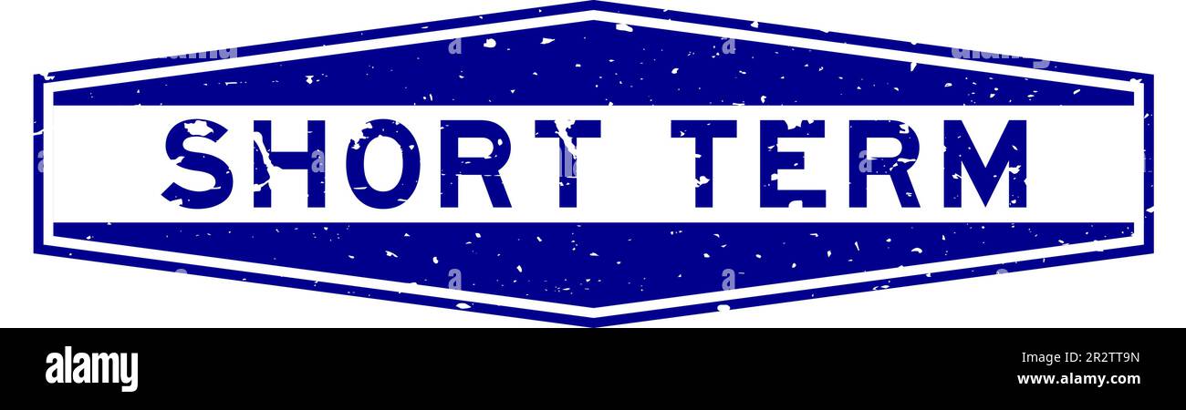 Grunge blue short term word hexagon rubber seal stamp on white ...