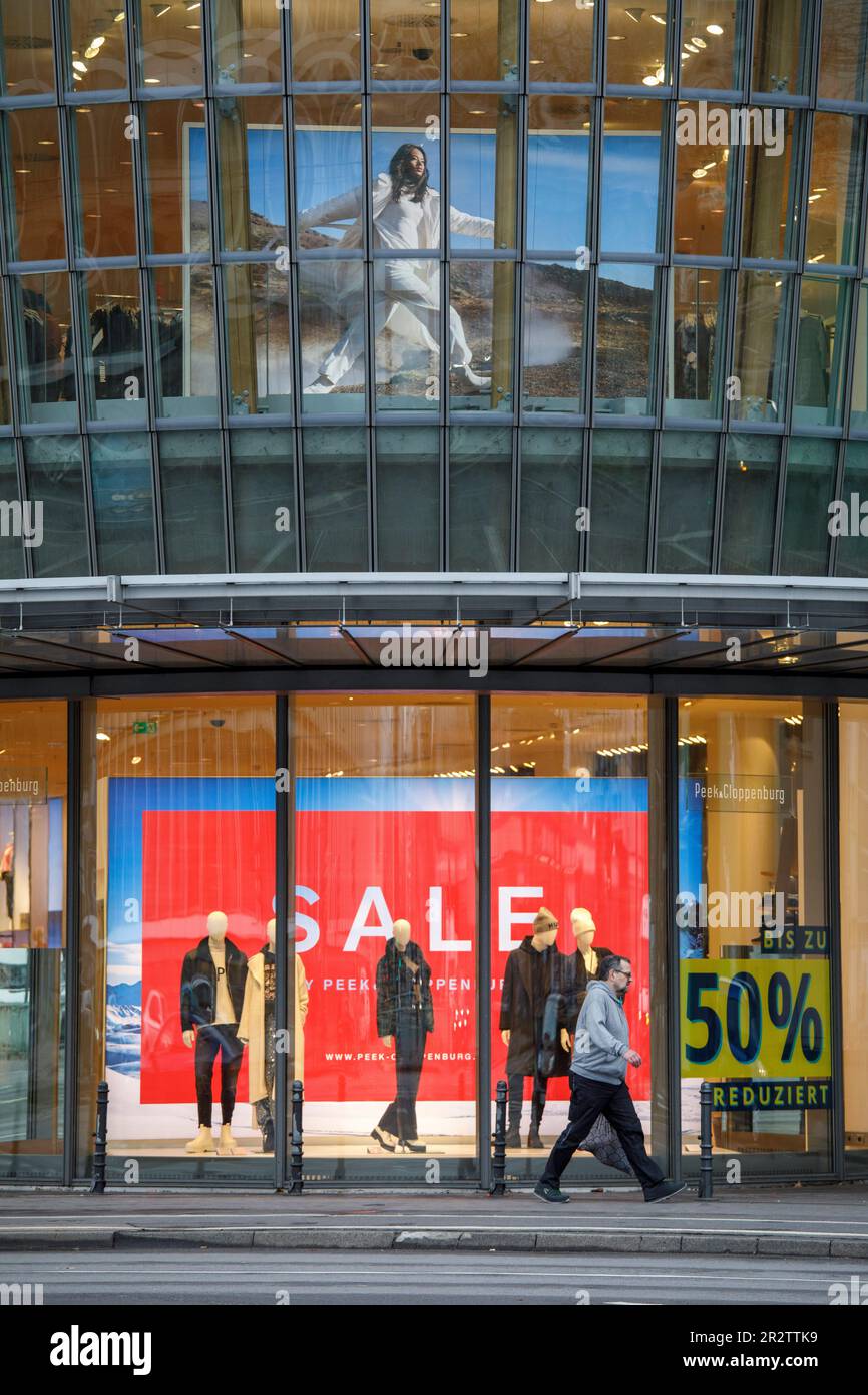 sale posters in the shop window of the Peek & Cloppenburg department ...