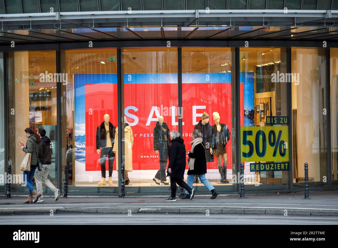 sale posters in the shop window of the Peek & Cloppenburg department ...