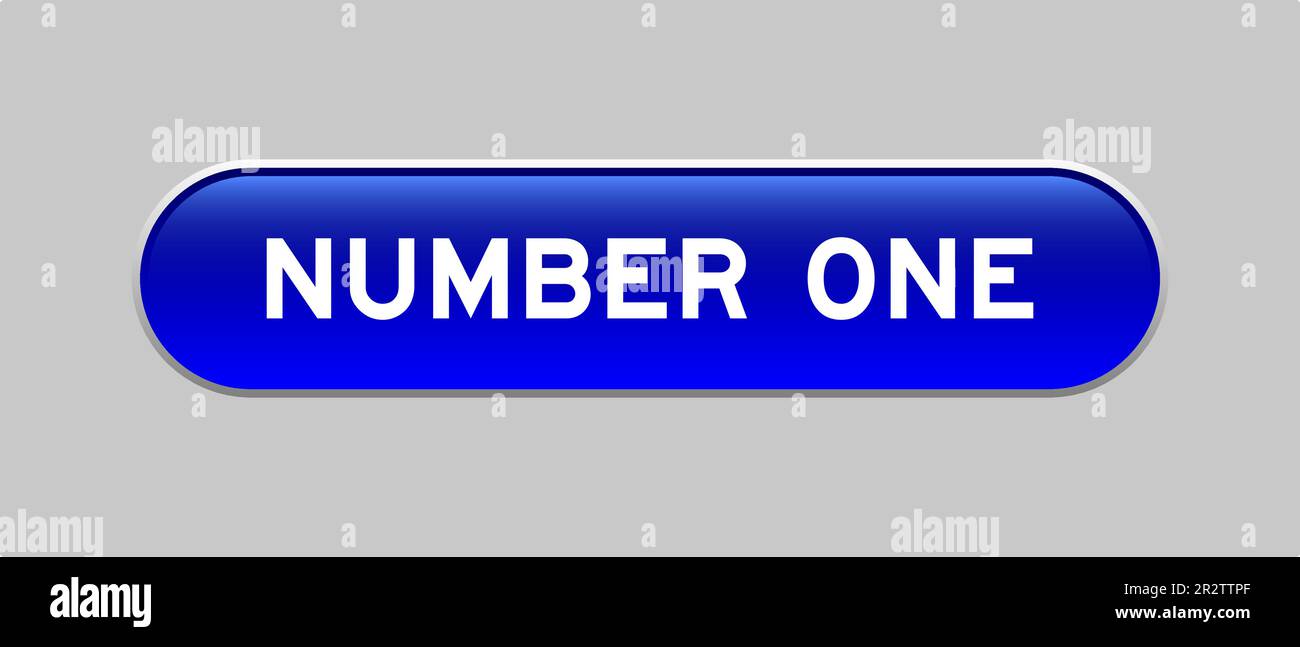 Blue color capsule shape button with word number one on gray background ...