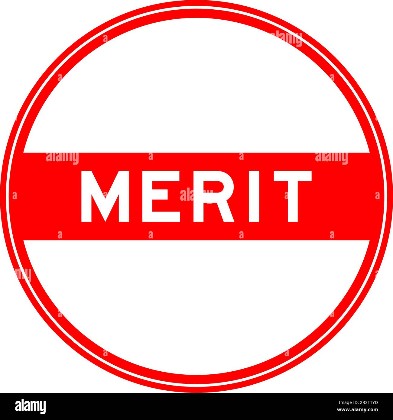 Red color round seal sticker in word merit on white background Stock ...