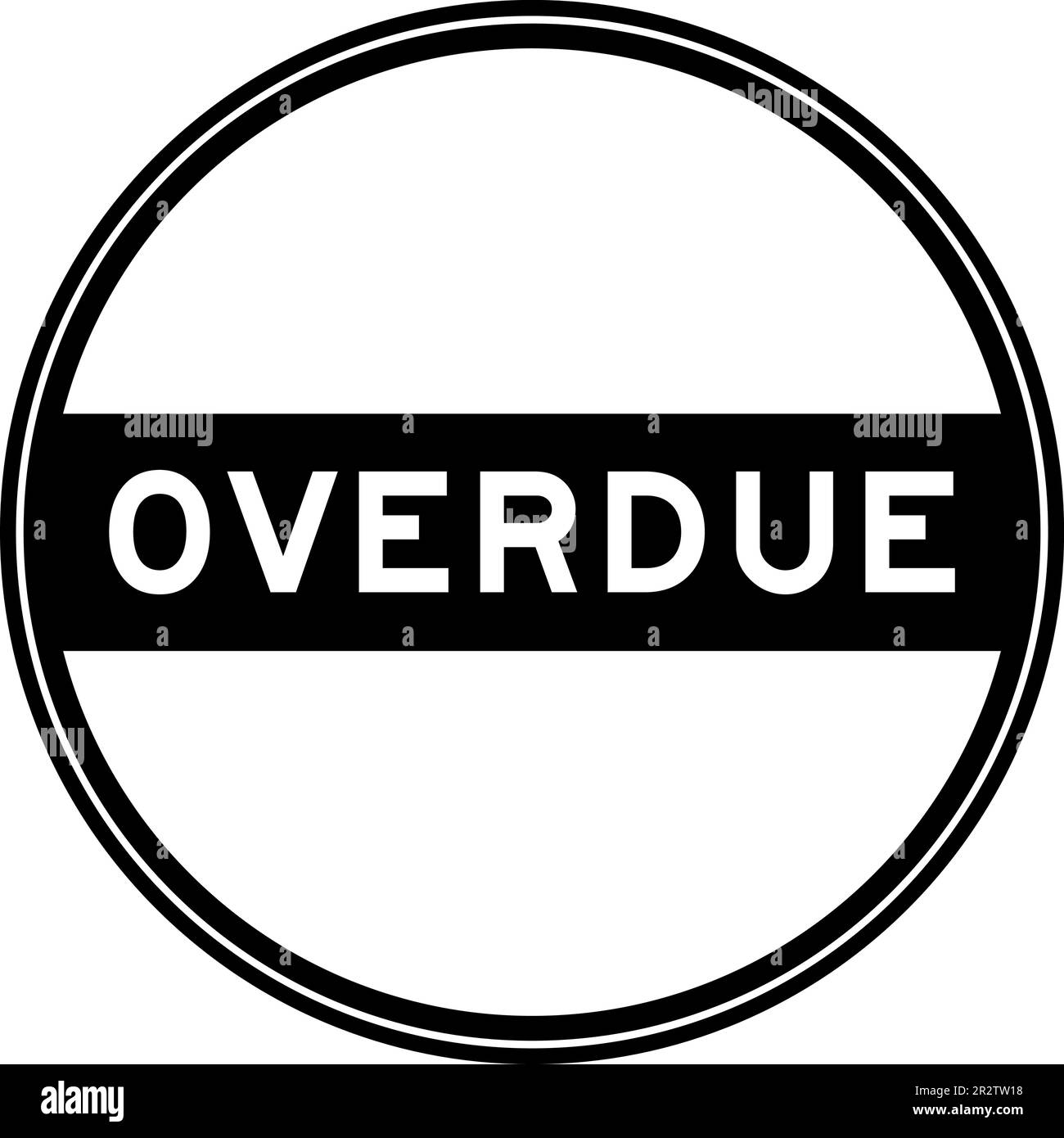 Black color round seal sticker in word overdue on white background ...