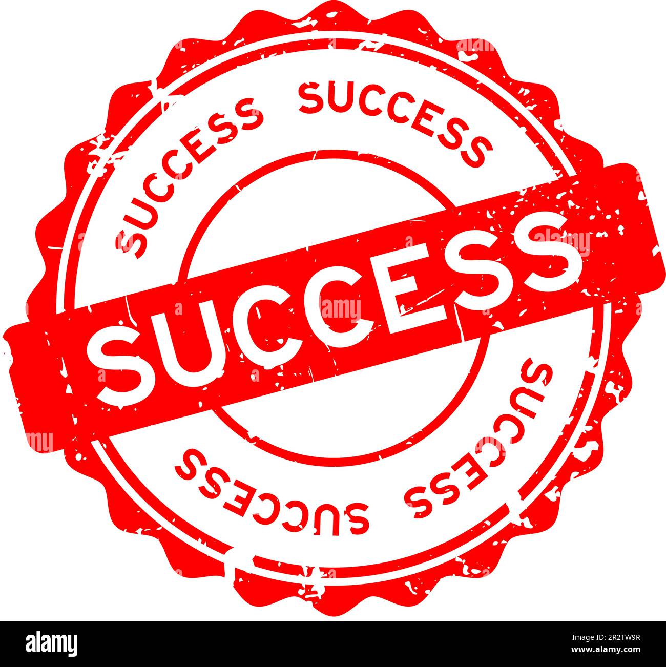 Grunge red success word round rubber seal stamp on white background ...