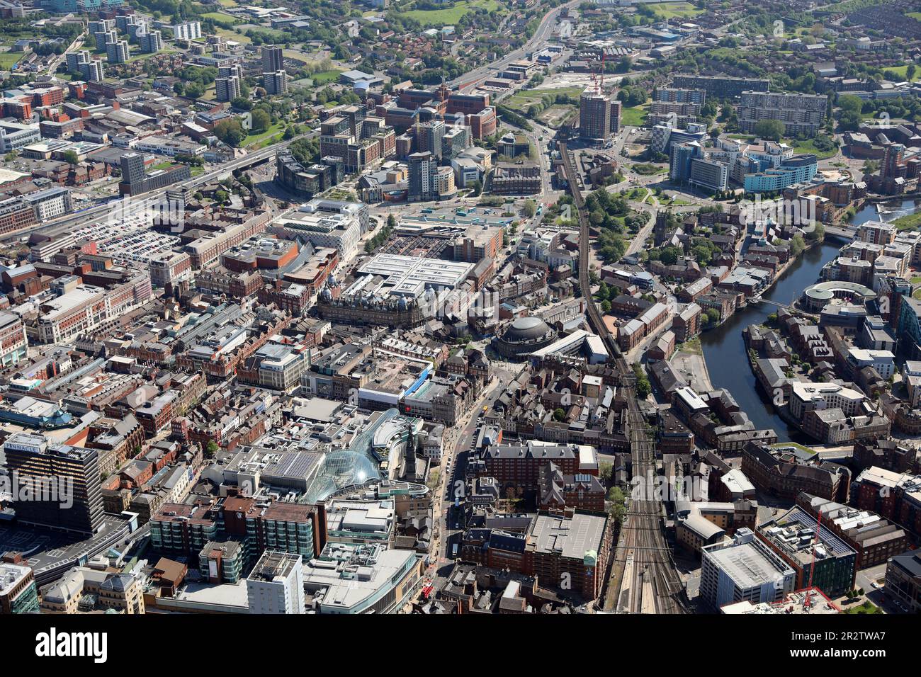 aerial view of east Leeds city centre looking across Trinity Shopping ...