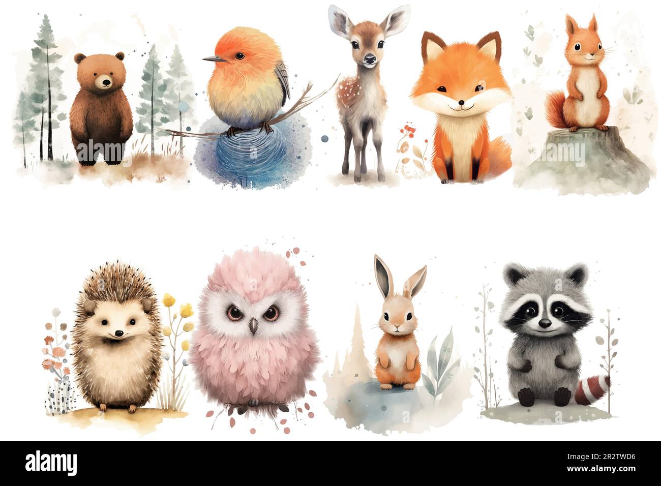 Watercolor animals set hi-res stock photography and images - Alamy