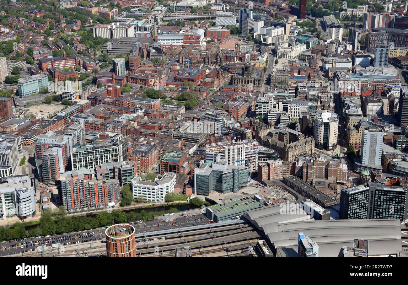 aerial view of Leeds city centre from the souyth looking across the ...