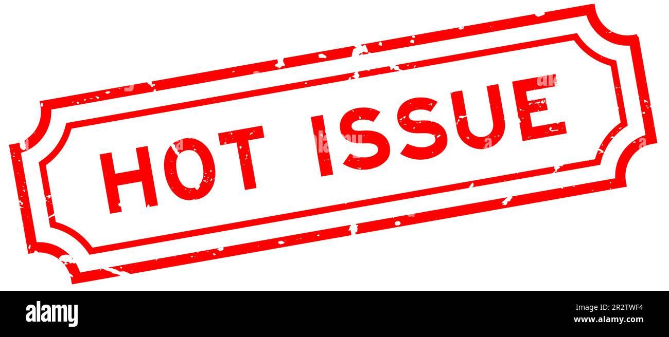 Grunge red hot issue word rubber seal stamp on white background Stock ...