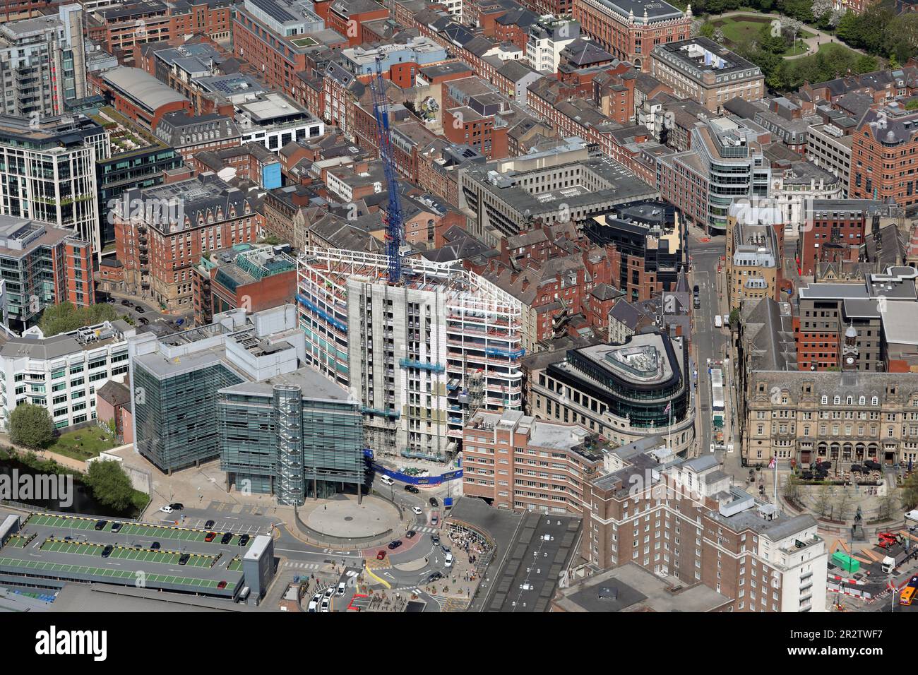 aerial view of Leeds city centre looking north west from City Square up ...