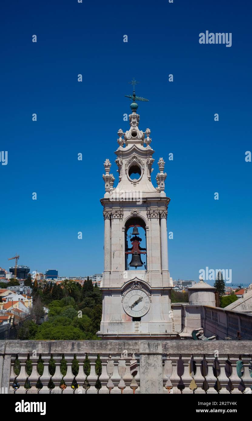One of the two bell towers of the Basílica da Estrela built in 1790 by ...