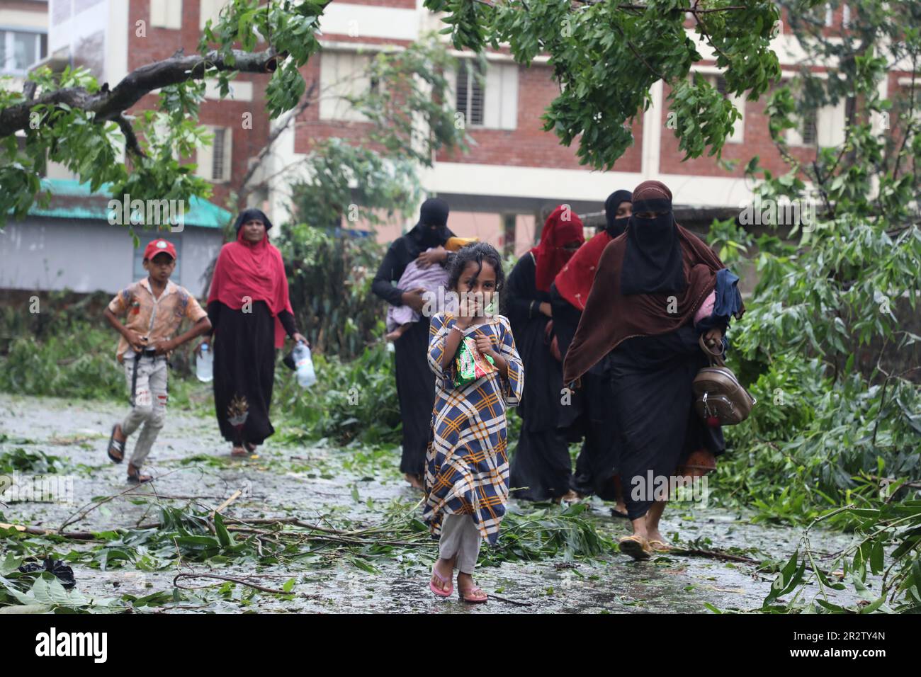 Cox's bazar, Bangladesh - May 14, 2023: Local people are moving to ...