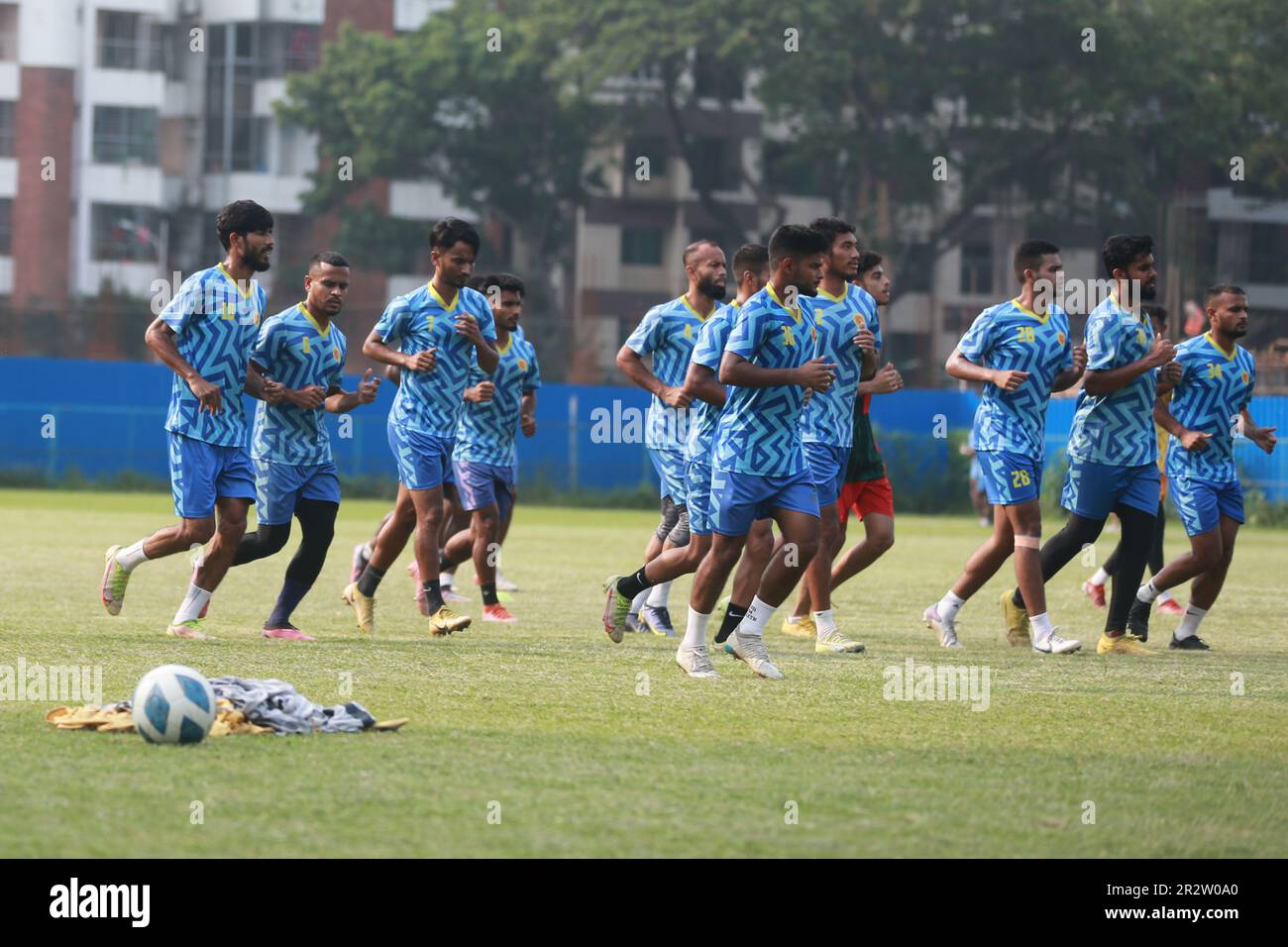 Abahani Ltd. footballers attend parctice session at club ground at Dhannmondi in Dhaka ...