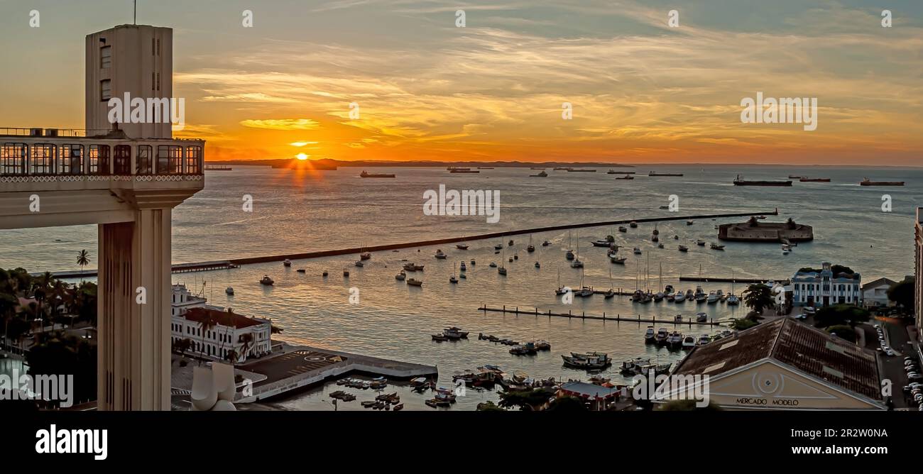 Panoramic image of the port of the Brazilian city of Salvador de Bahia ...