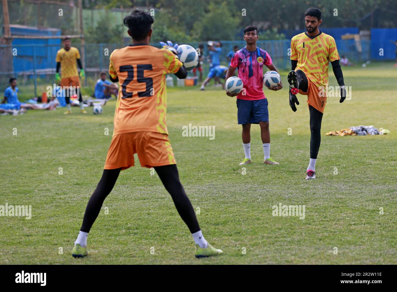 Abahani Ltd. footballers attend parctice session at club ground at ...
