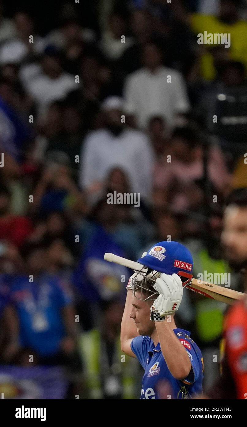 Mumbai Indians' Cameron Green, who scored hundred celebrates after ...