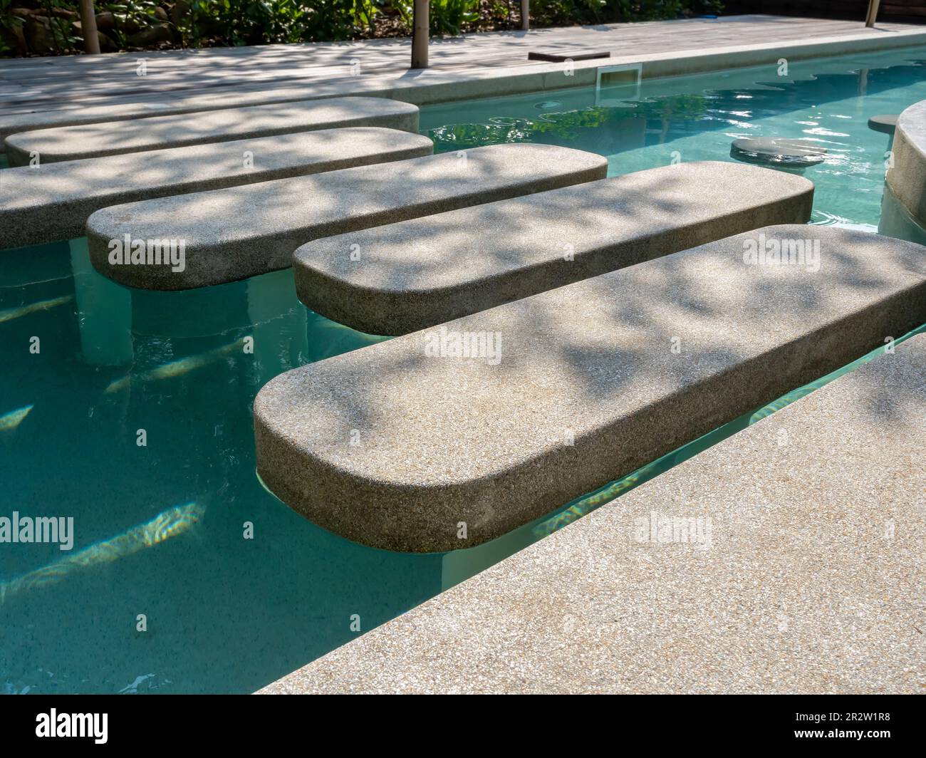Empty terrazzo pathway steps with leaves shade lying, across the clean ...