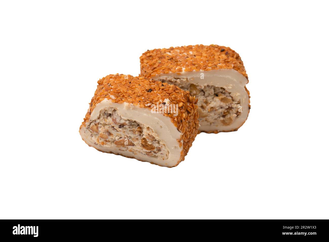 Sweet roll with nuts, turkish sweets. Turkish rahat isolated on a white ...