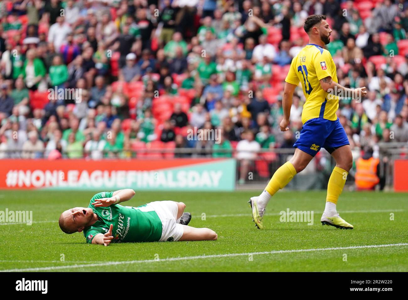 Newport Pagnell Town's Jake Watkinson appears dejected during the Isuzu ...
