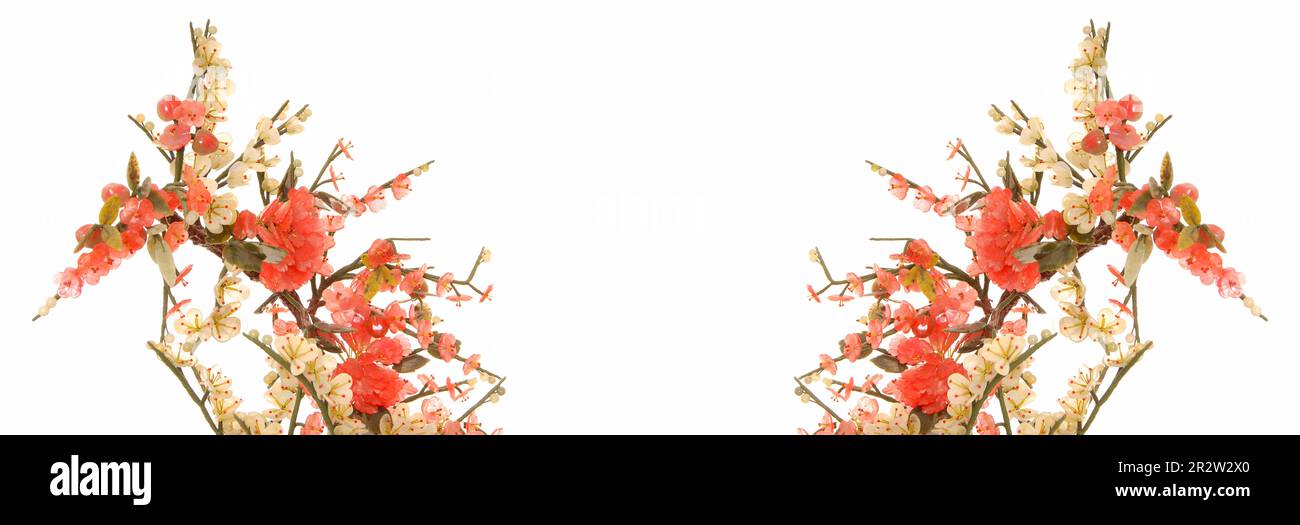 Detail of fine chinese jade cherry blossom Stock Photo - Alamy