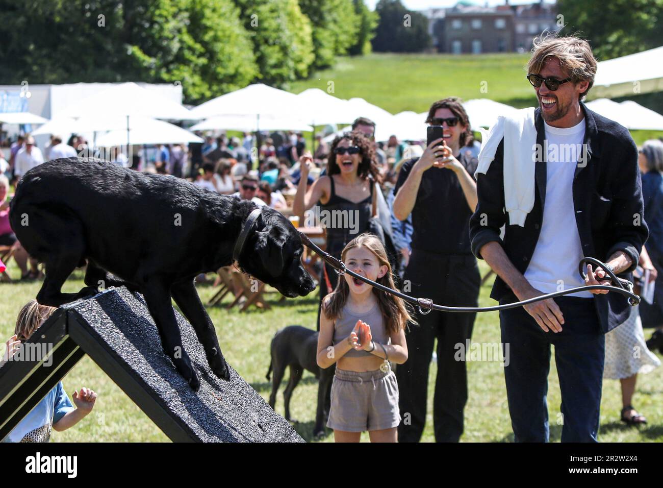 EDITORIAL USE ONLY Former footballer Peter Crouch with his dog at ...