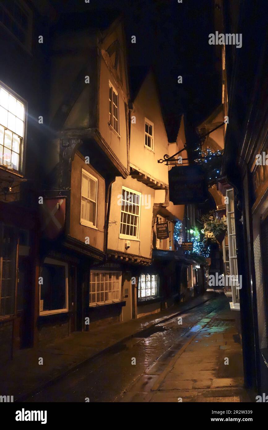 Nighttime, Shambles, York England Stock Photo - Alamy
