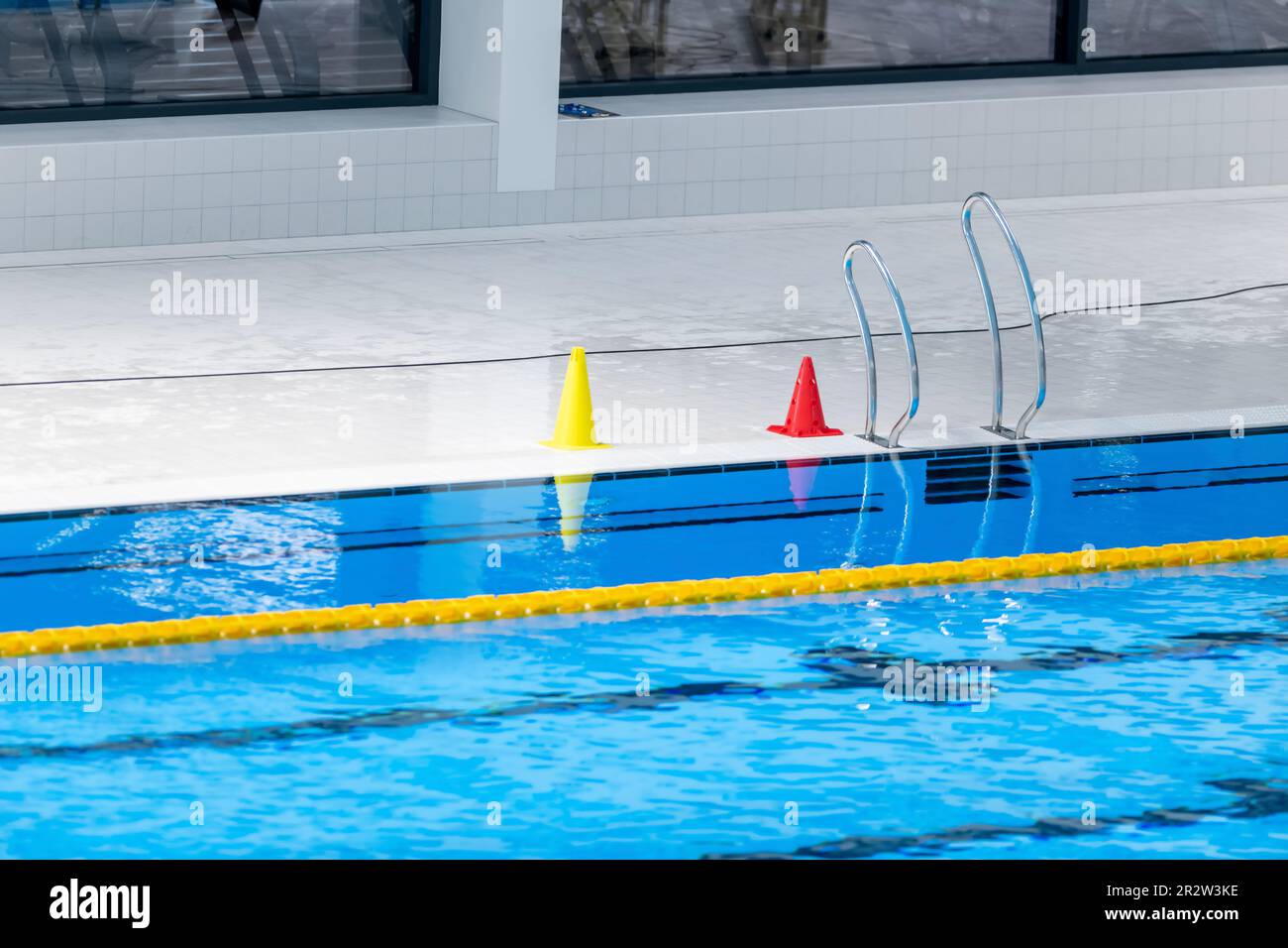 Swimming pool and training. Horizontal sport theme poster, greeting ...