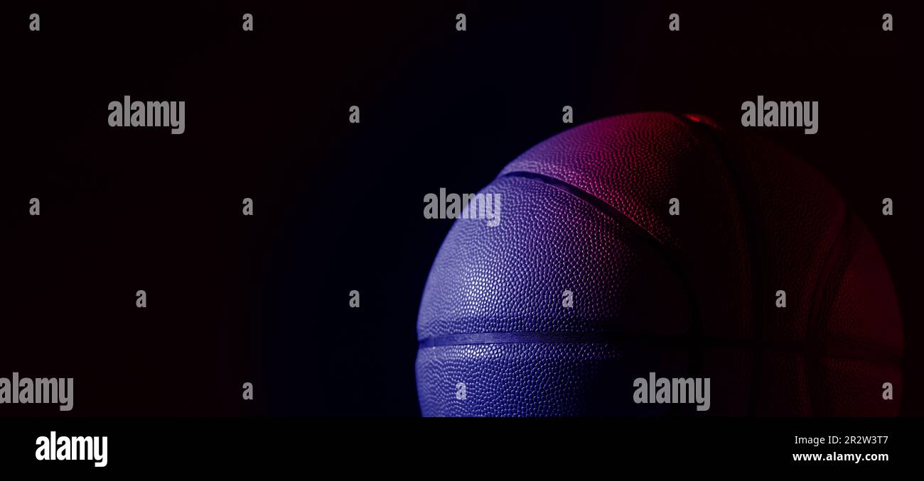 Closeup detail of basketball ball texture background. Horizontal sport ...