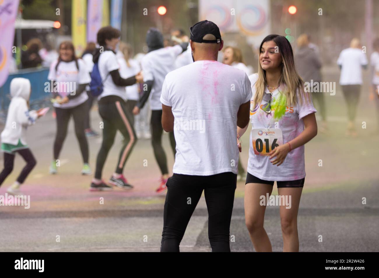 madrid Spain; men, women and children run against all violence in a ...