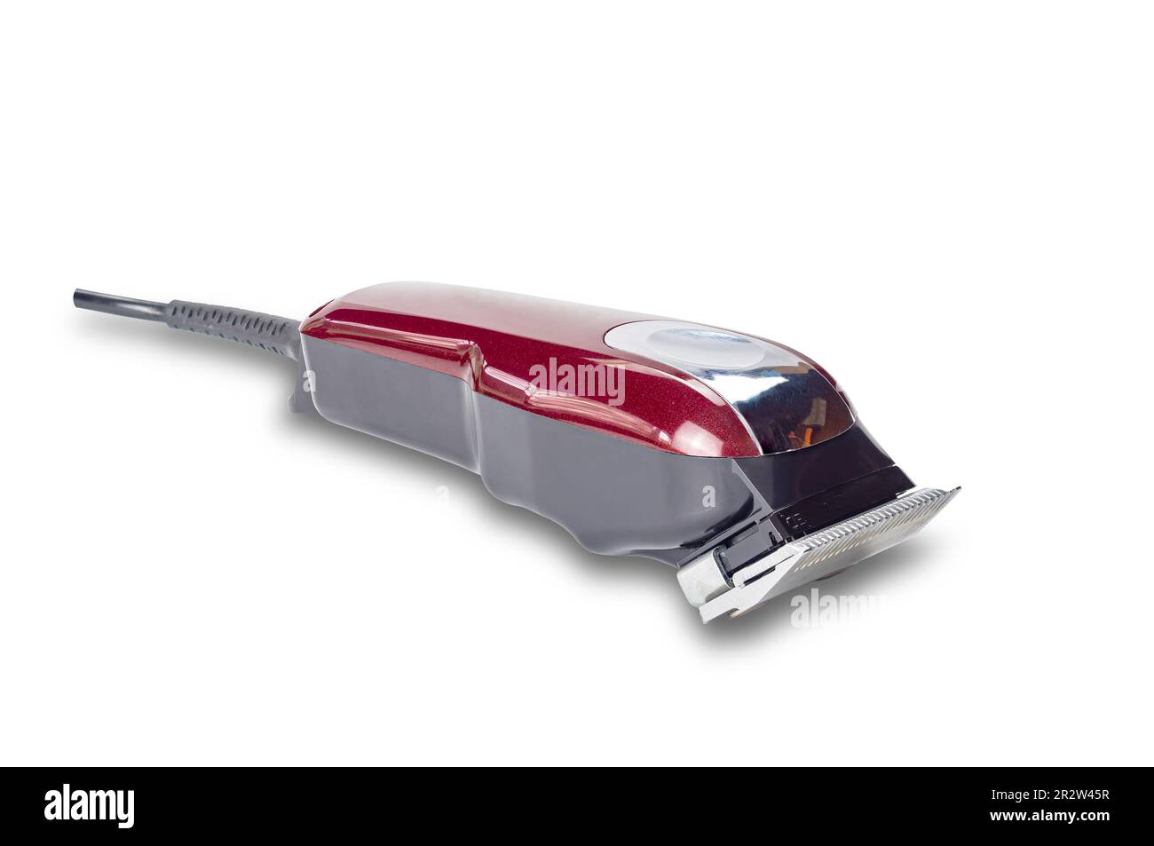 Side view closeup of professional single red corded electric ...