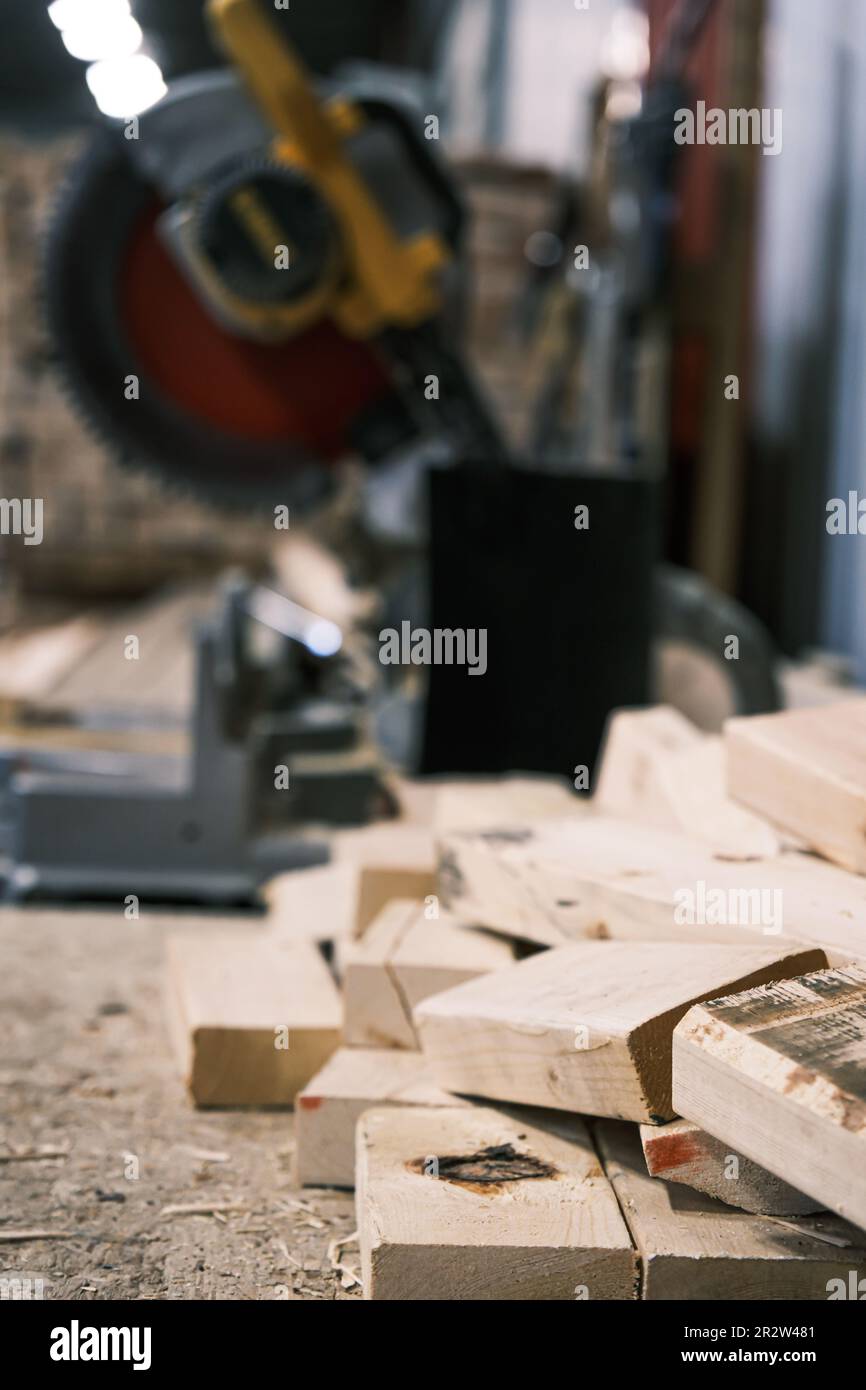 Pieces of waste wood cut into blocks Stock Photo - Alamy