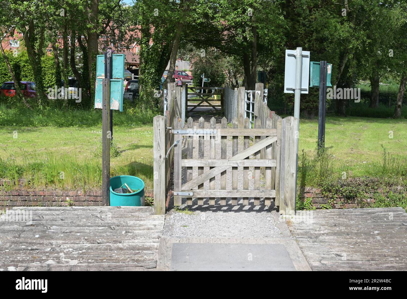 A pedestrian track crossing on an English railway Stock Photo - Alamy