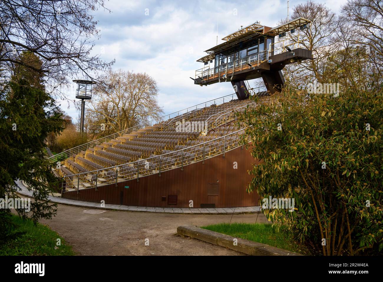 Historical revolving auditorium, open air scene in castle garden in ...