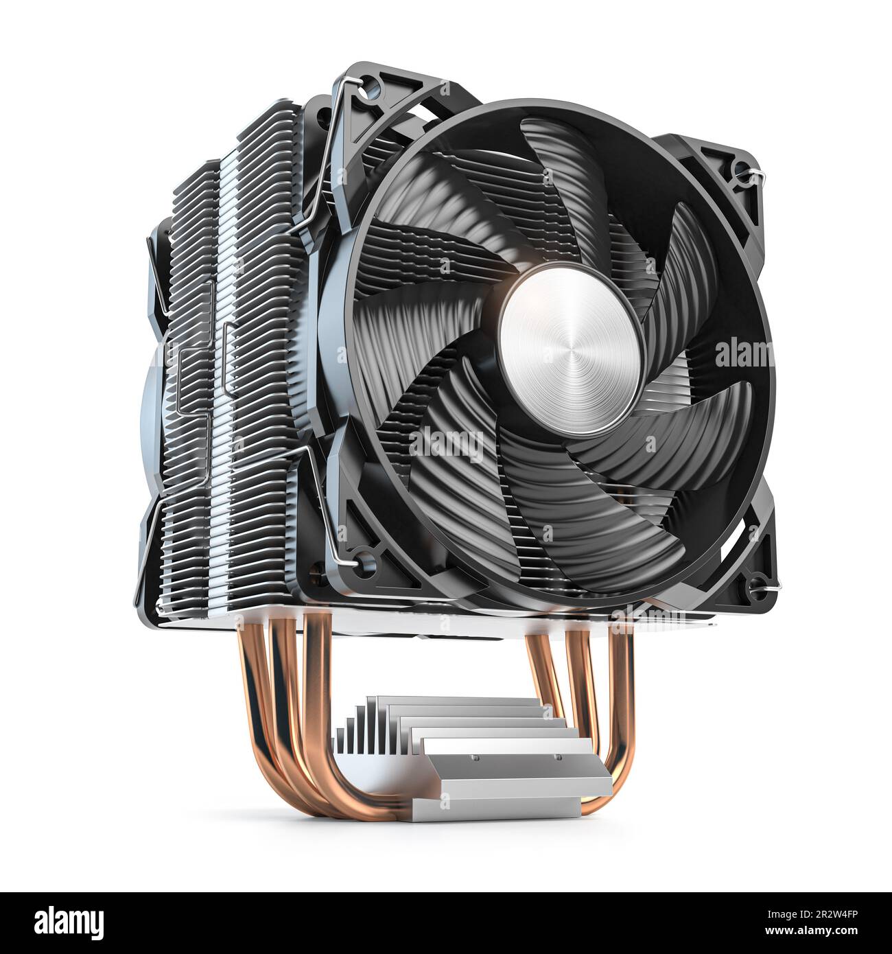 CPU cooler with heatpipes isolated on white background. 3d illustration ...